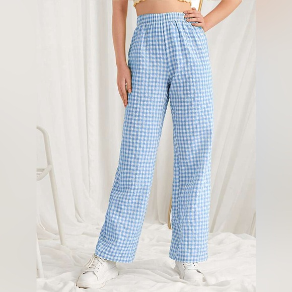 SHEIN | Pants & Jumpsuits | Blue Checkered Pants Costal Grandma | Poshmark